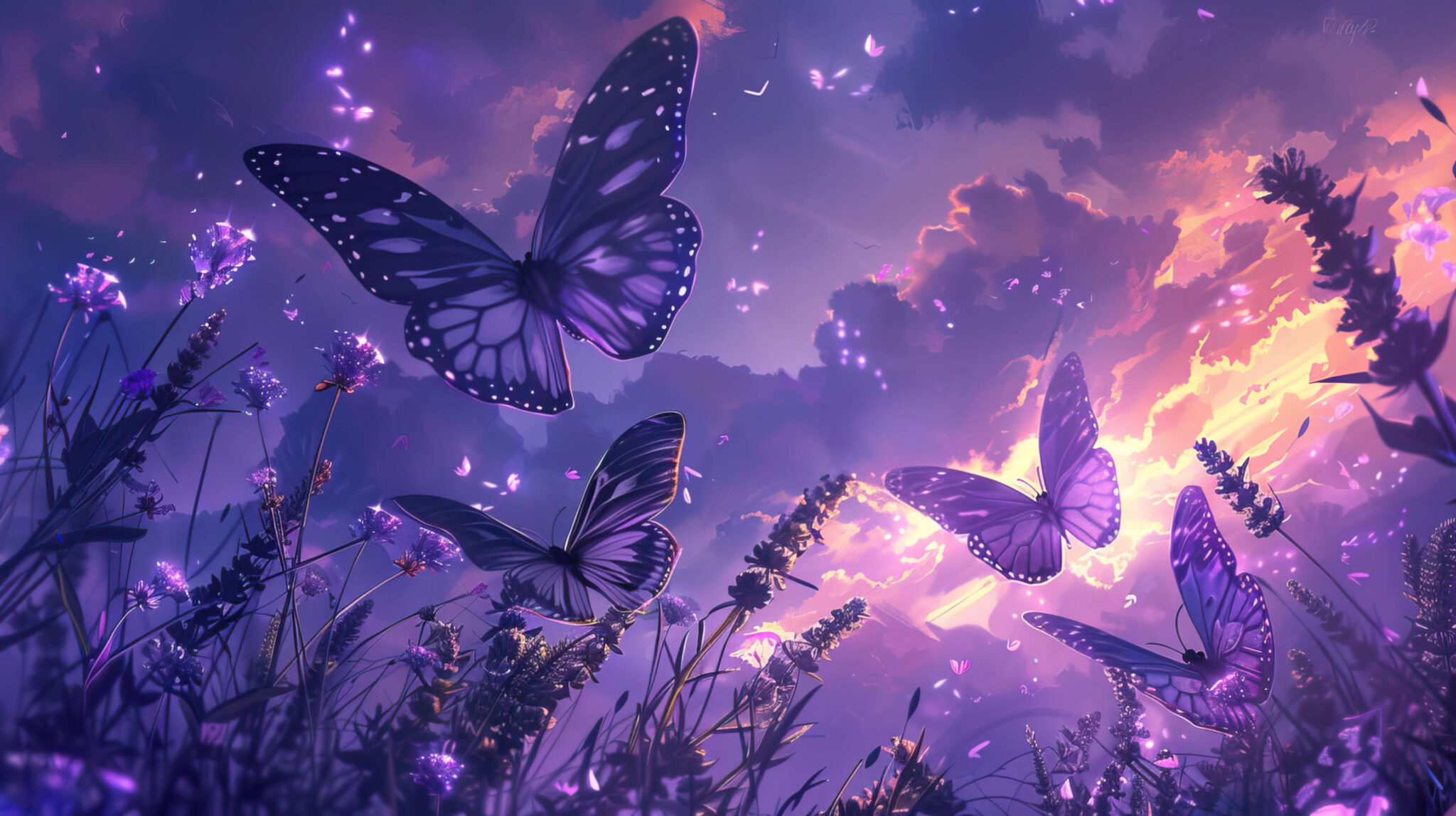 Lavender Butterfly Wallpaper, Free, 4k