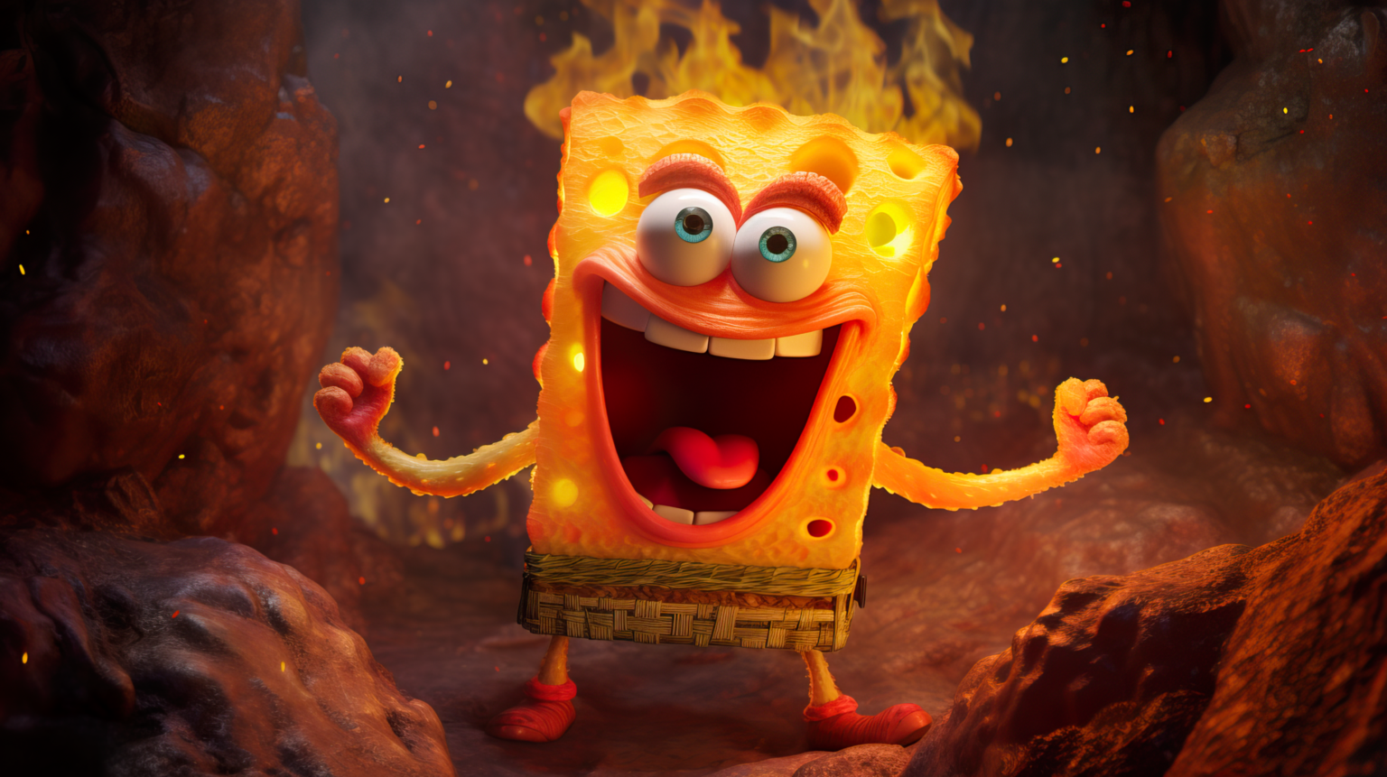 Fire SpongeBob Wallpaper, Free, 4k