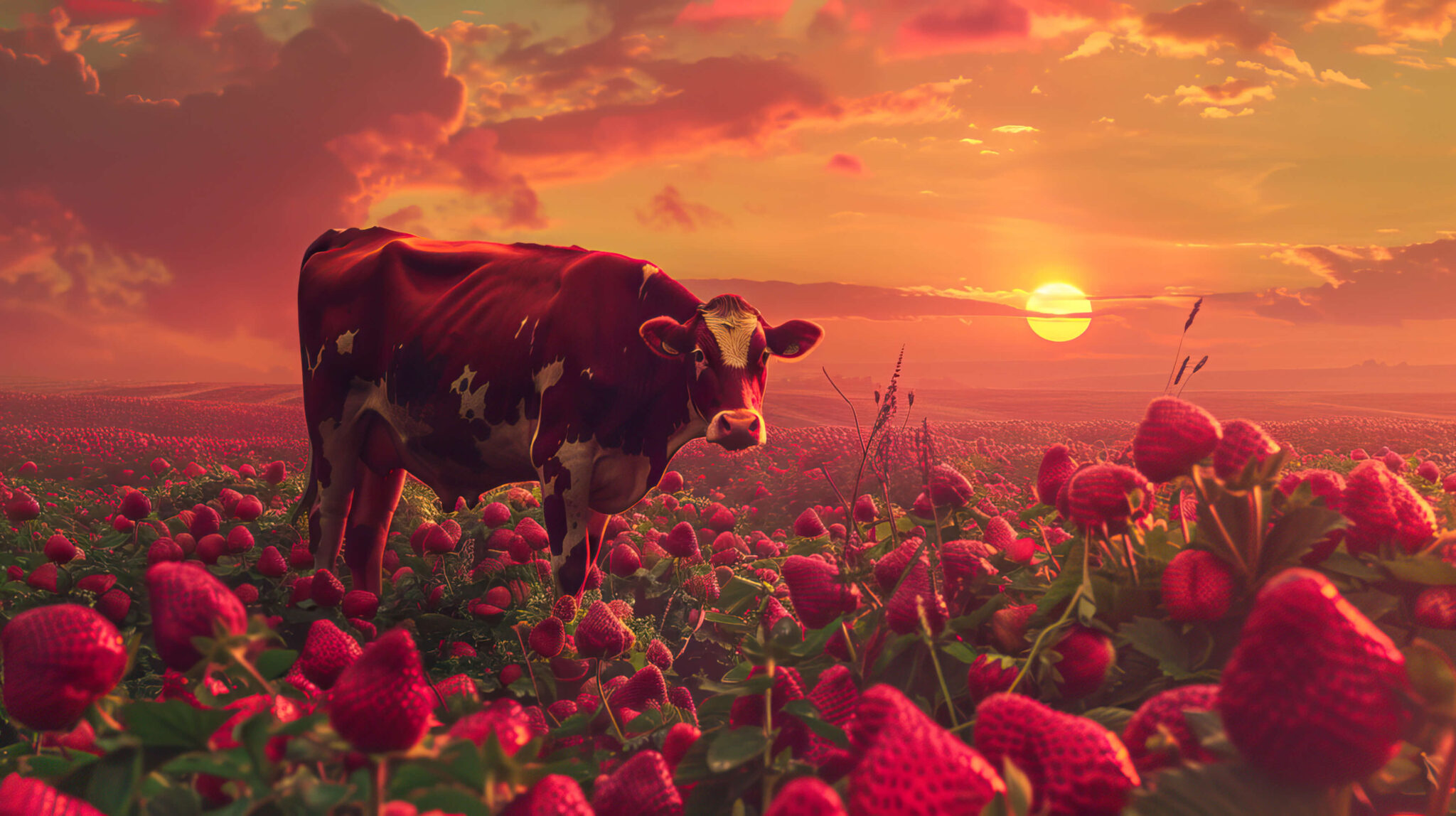 Strawberry Cow Wallpaper, Free, 4k