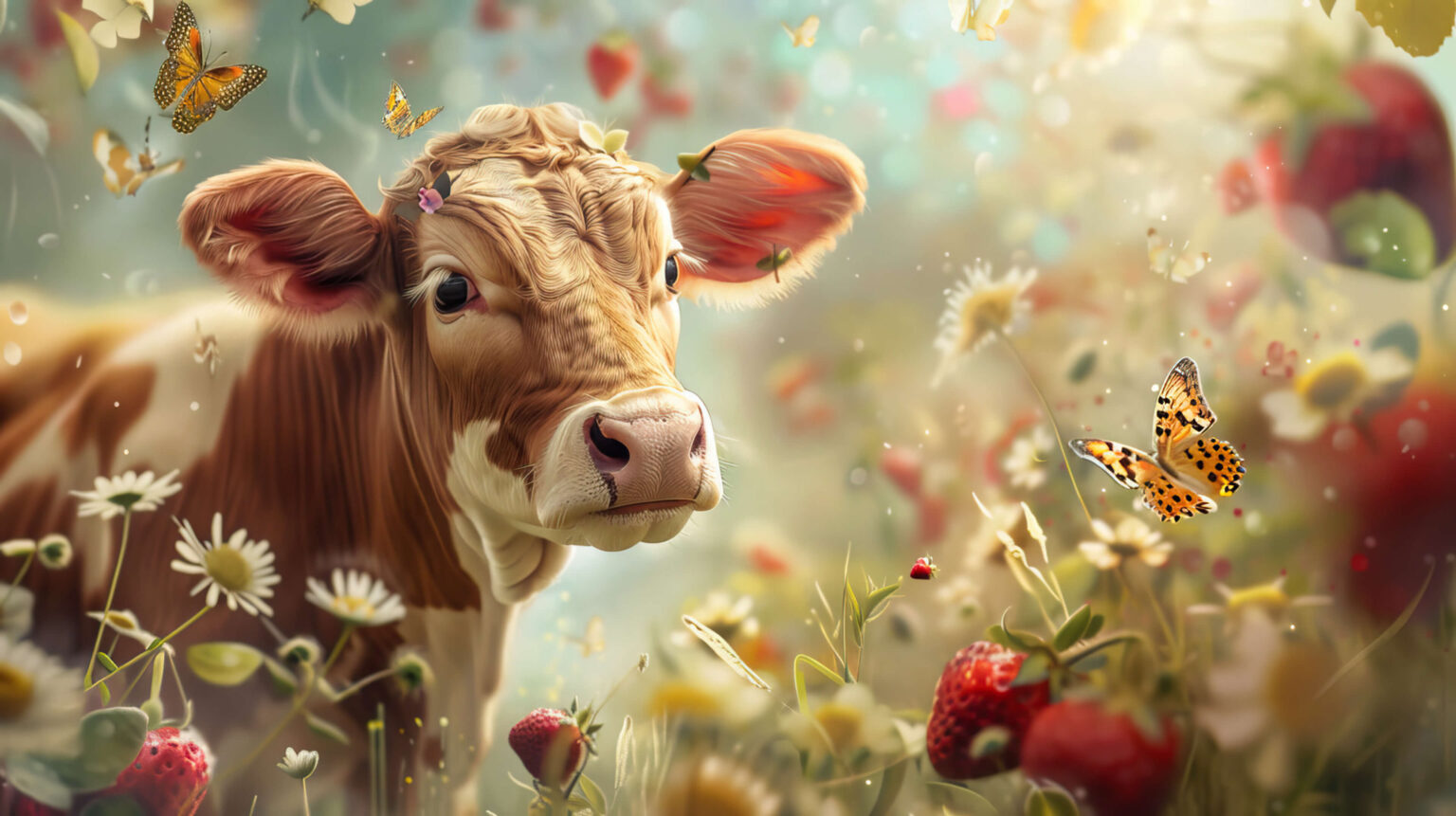 Strawberry Cow Wallpaper, Free, 4k
