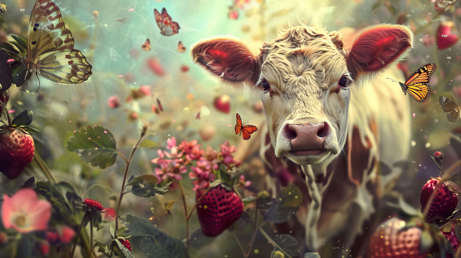 Strawberry Cow Wallpaper, Free, 4k