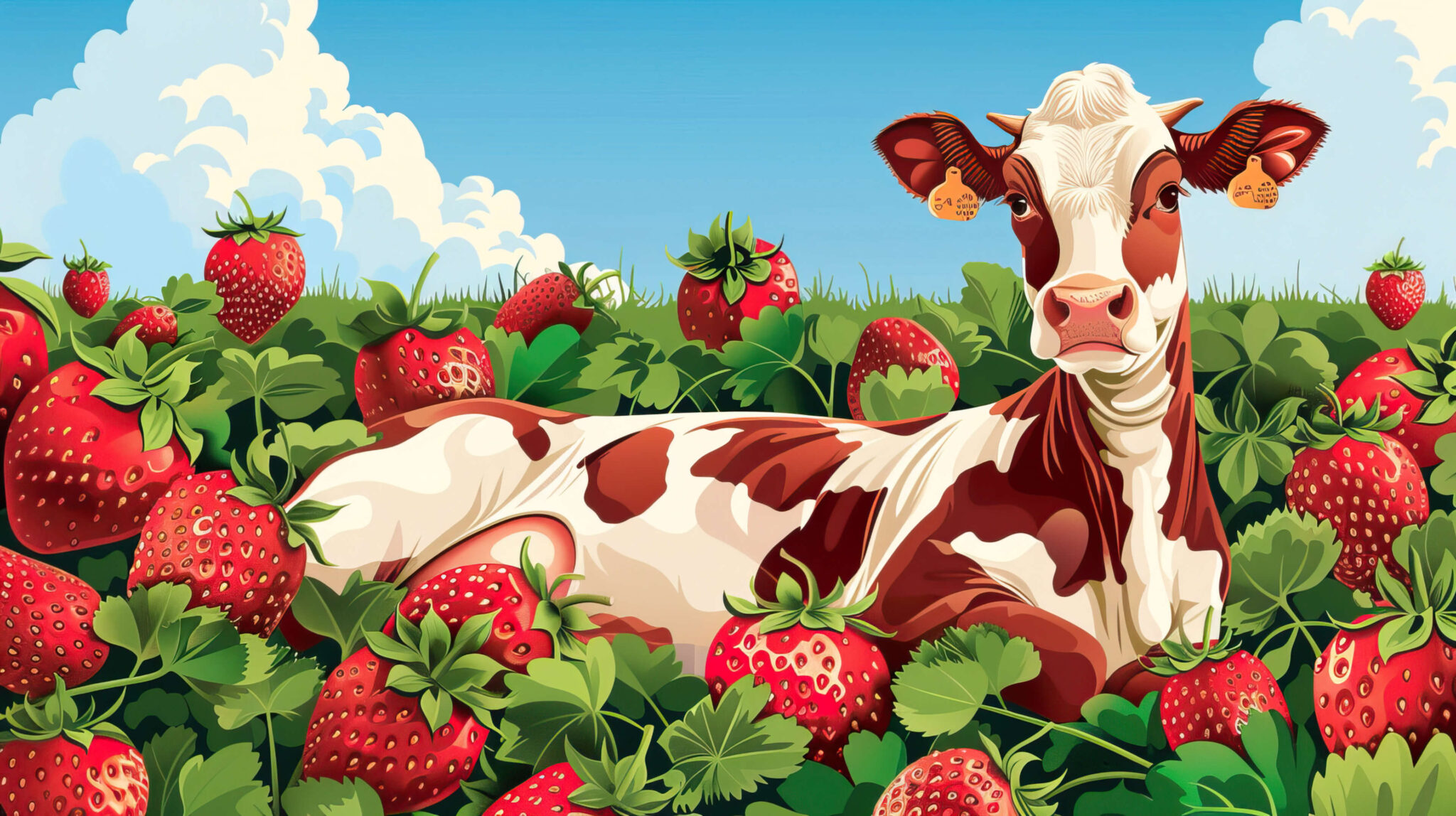 Strawberry Cow Wallpaper, Free, 4k
