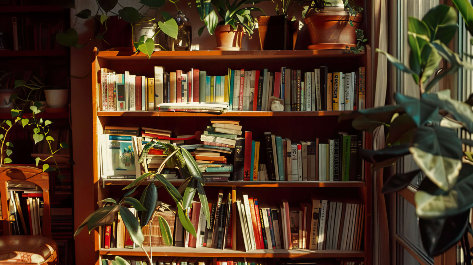 Bookshelf Wallpaper, Free, 4k